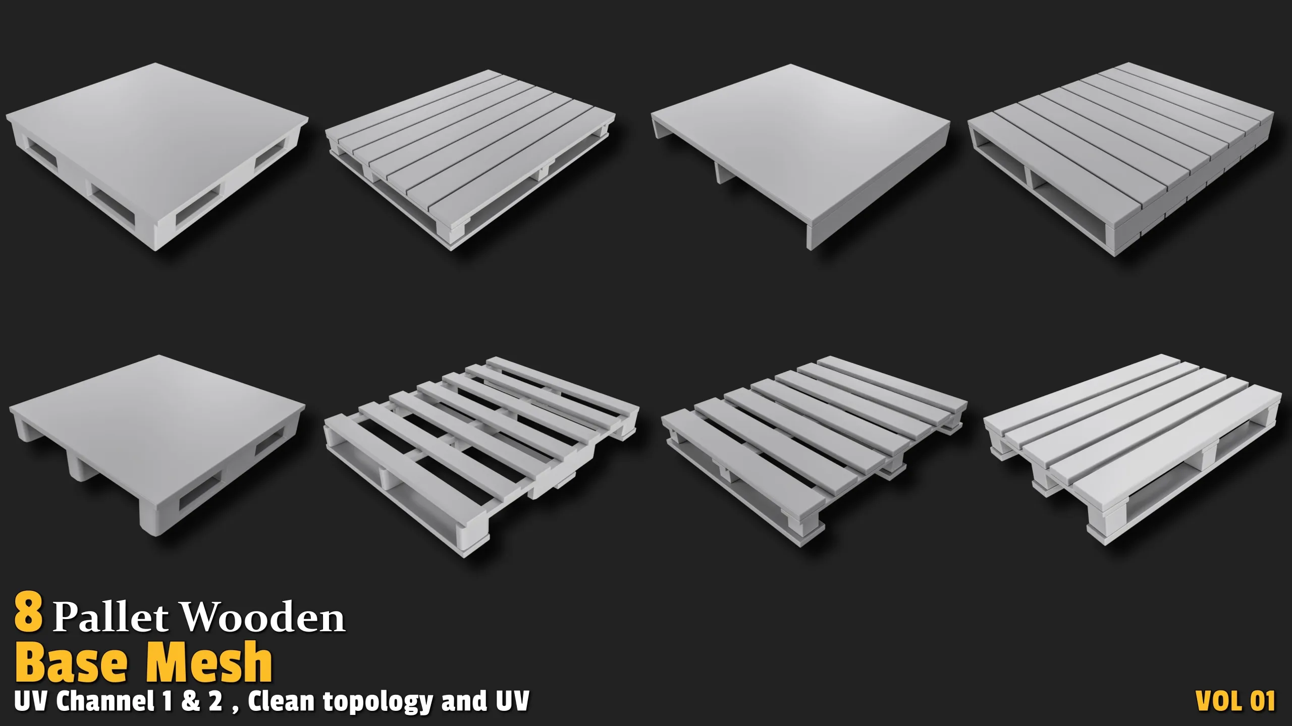 Wooden Pallet | Base Mesh-VOL01 - FlippedNormals