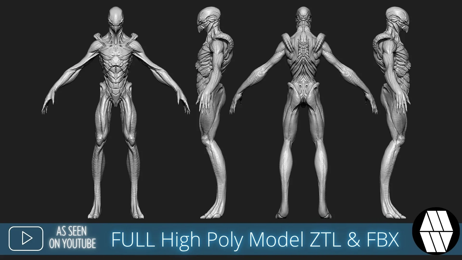 ZBrush Model: Alien High Poly ZTL - FlippedNormals