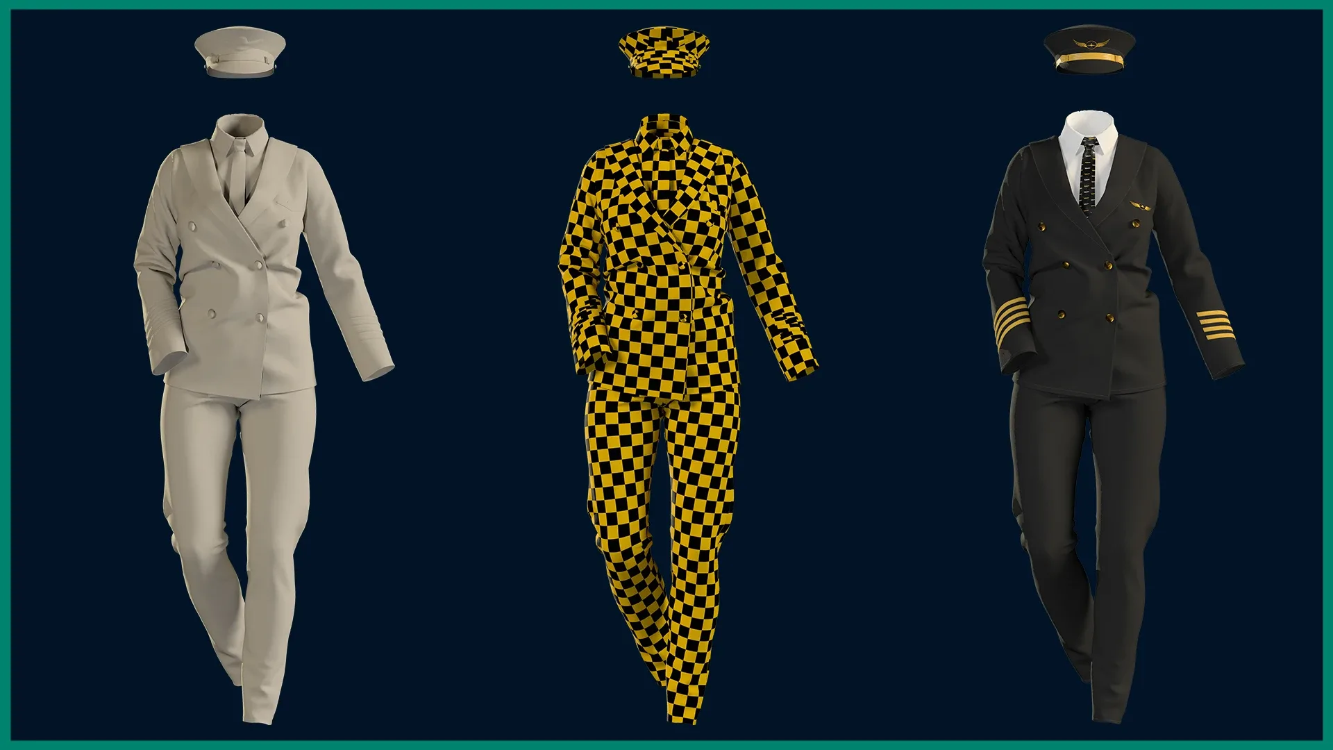 female pilot uniform with texture - FlippedNormals