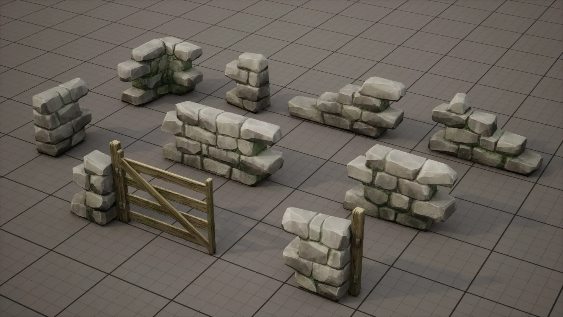 Modular Stone Wall and Gate Kit - FlippedNormals
