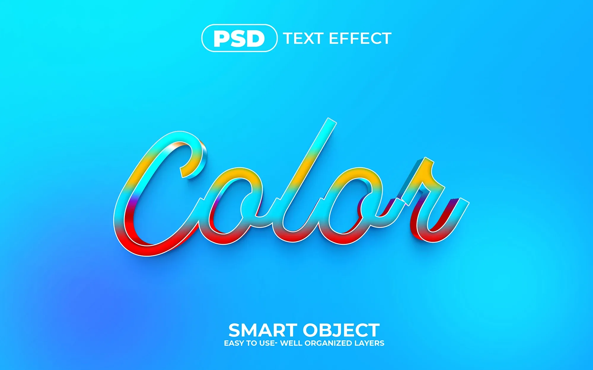 3D Color PSD Fully Editable Text - FlippedNormals