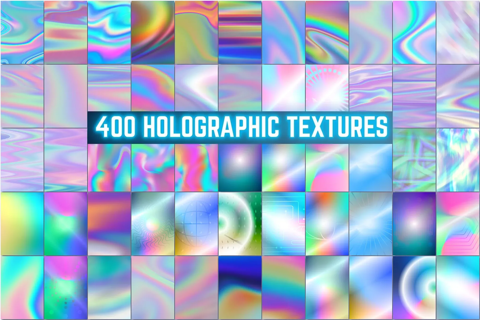 400 Holographic Textures, Futuristic - FlippedNormals