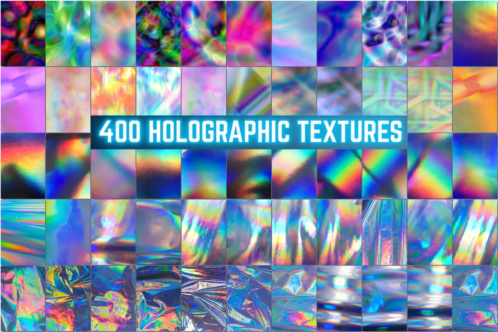 400 Holographic Textures, Futuristic - FlippedNormals