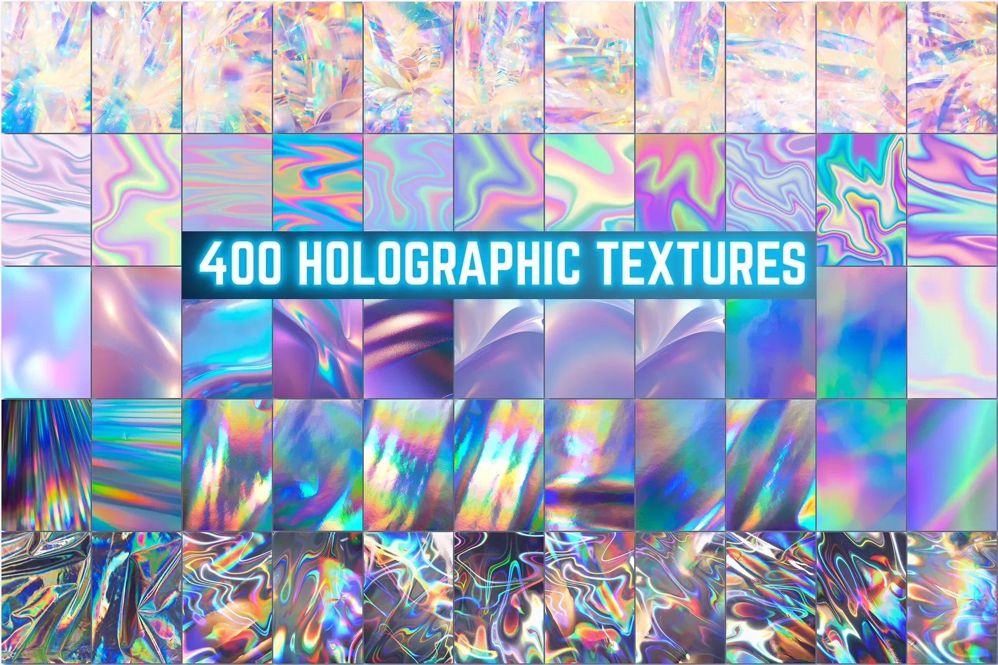 400 Holographic Textures, Futuristic - FlippedNormals