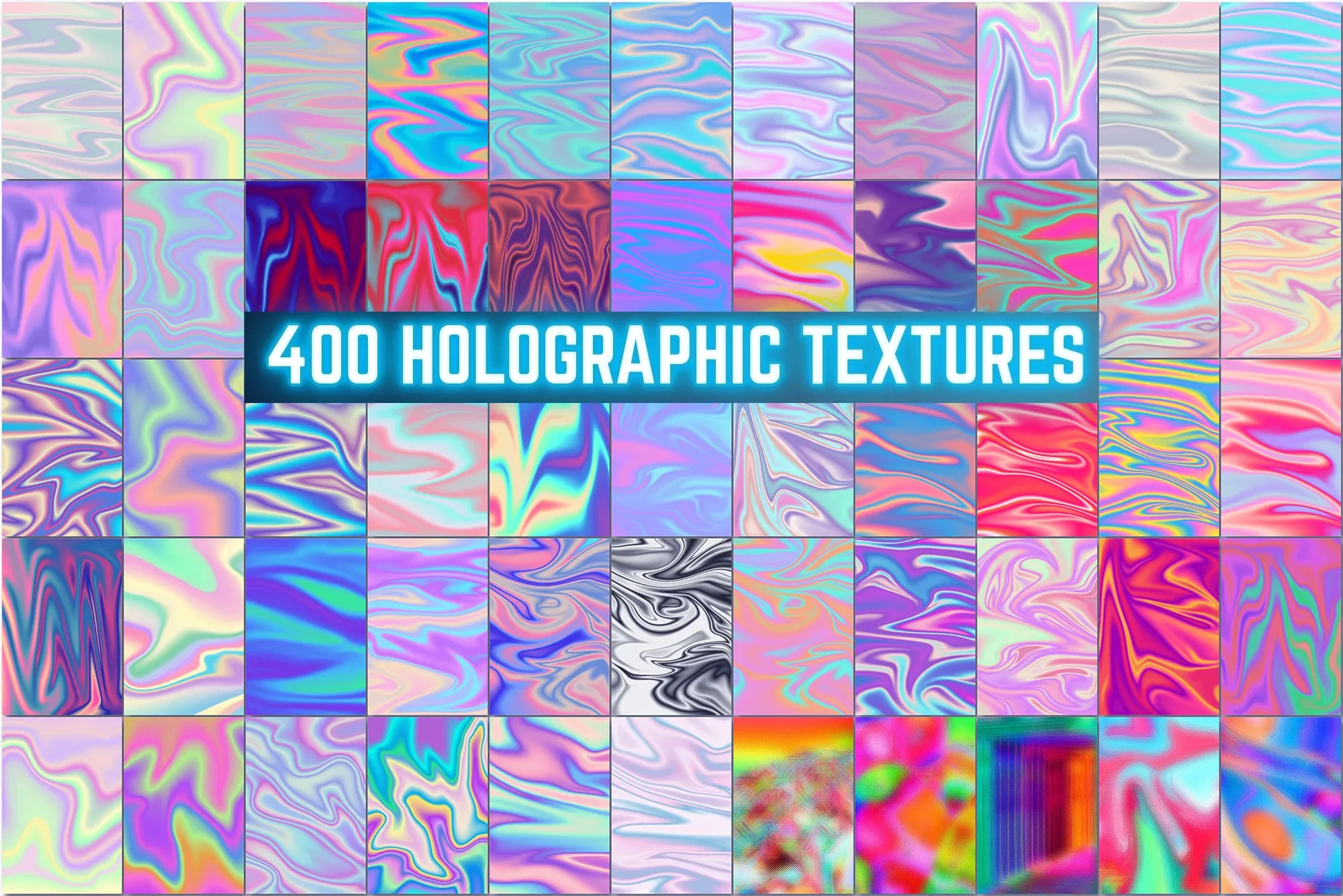 400 Holographic Textures, Futuristic - FlippedNormals