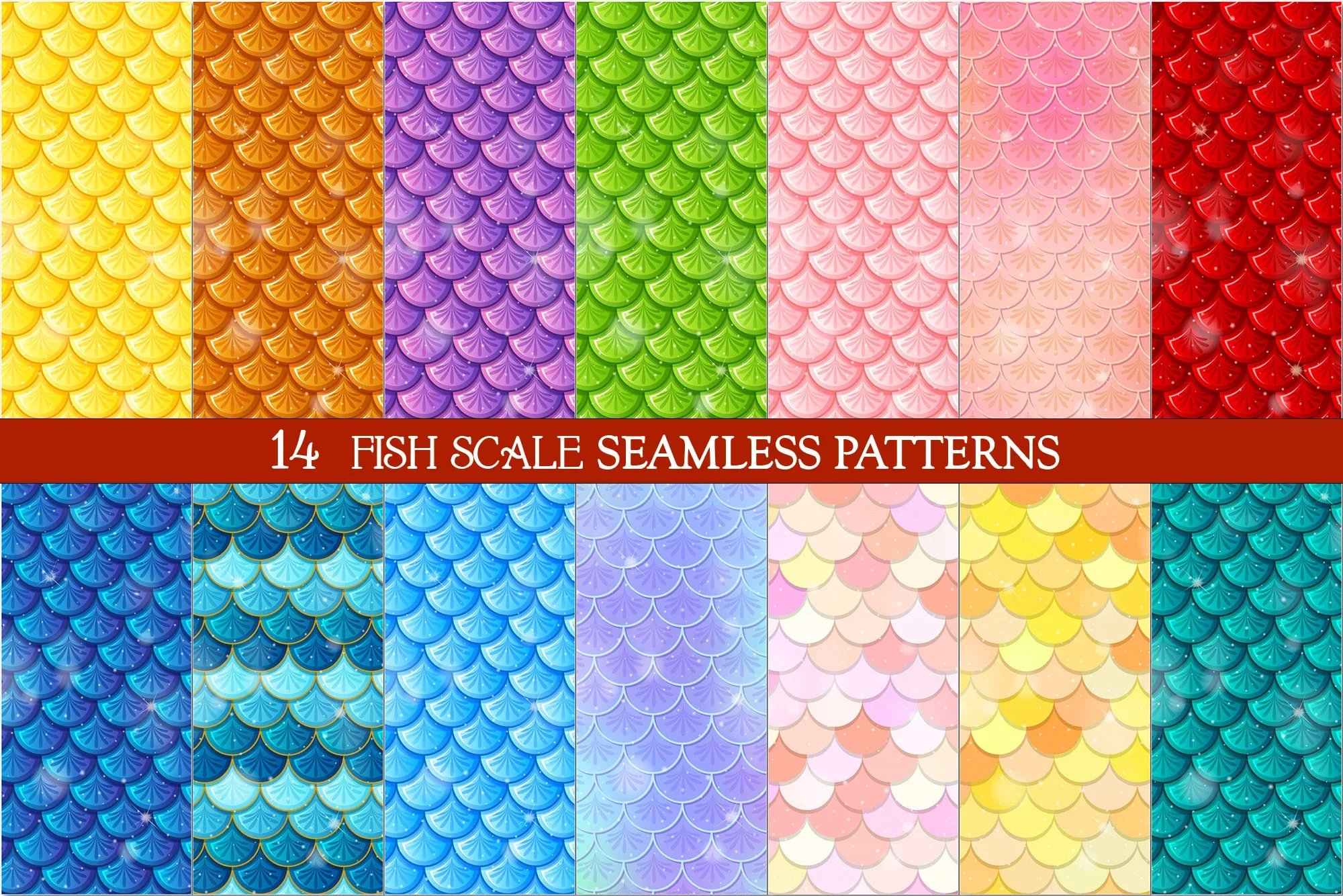 14 Fish Scale Seamless Patterns - FlippedNormals