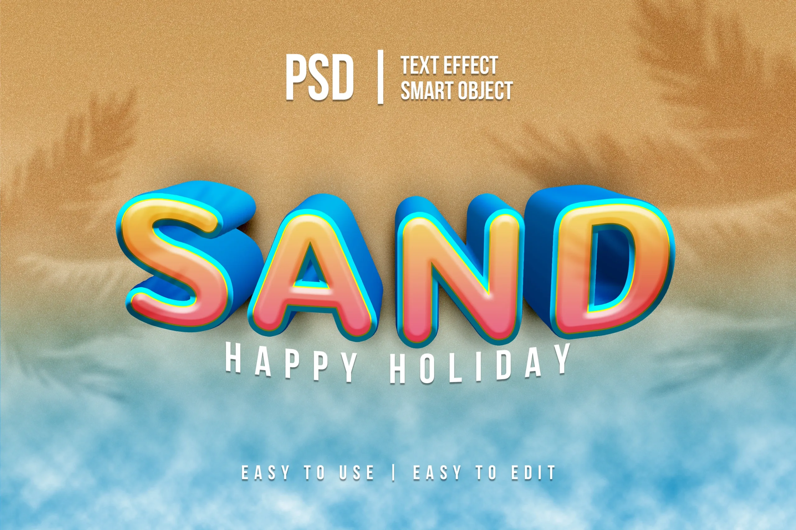 3D Sand PSD Fully Editable Text - FlippedNormals