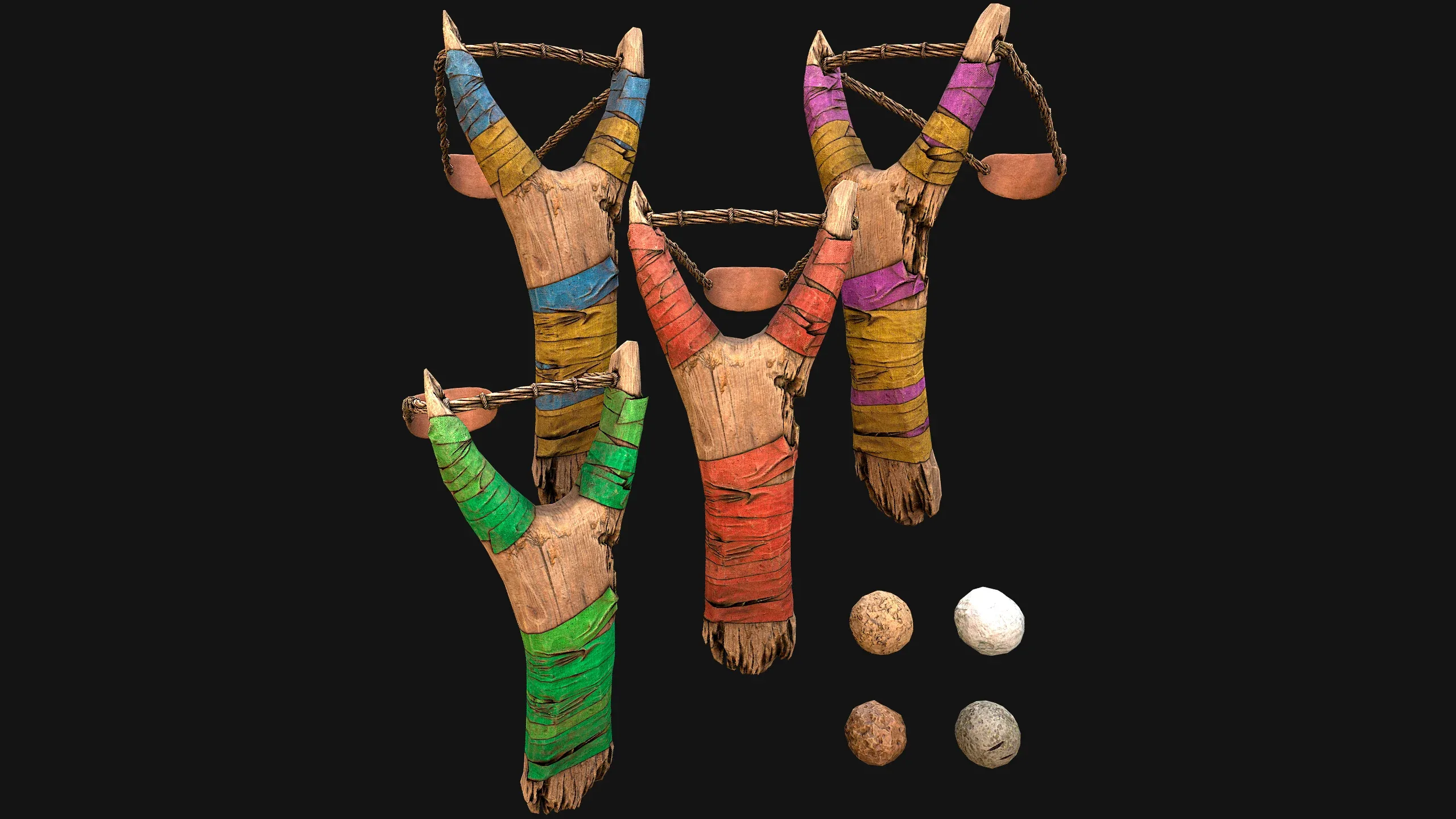 Medieval Wooden Slingshot Colored - FlippedNormals