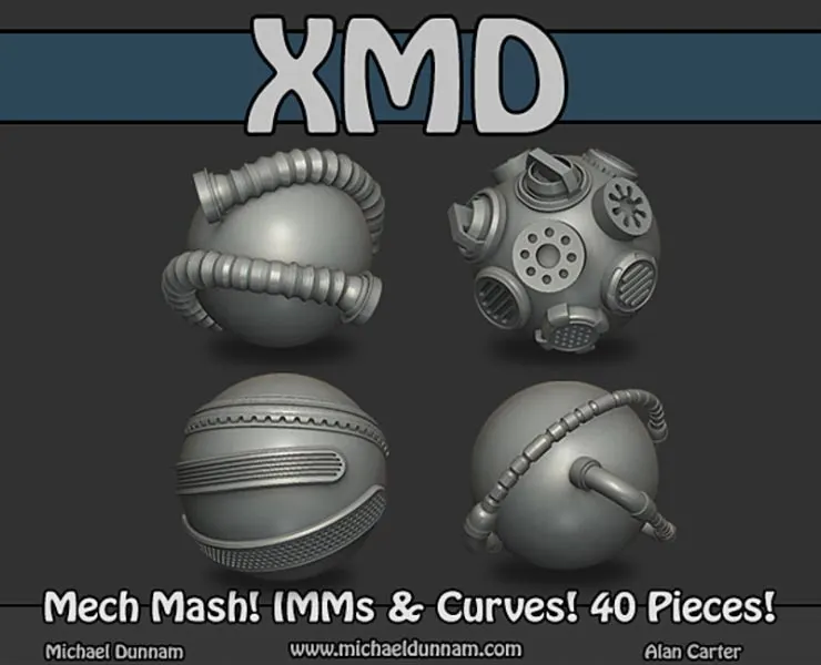 XMD - Mech Mash ZBrush IMMs & Curves - FlippedNormals