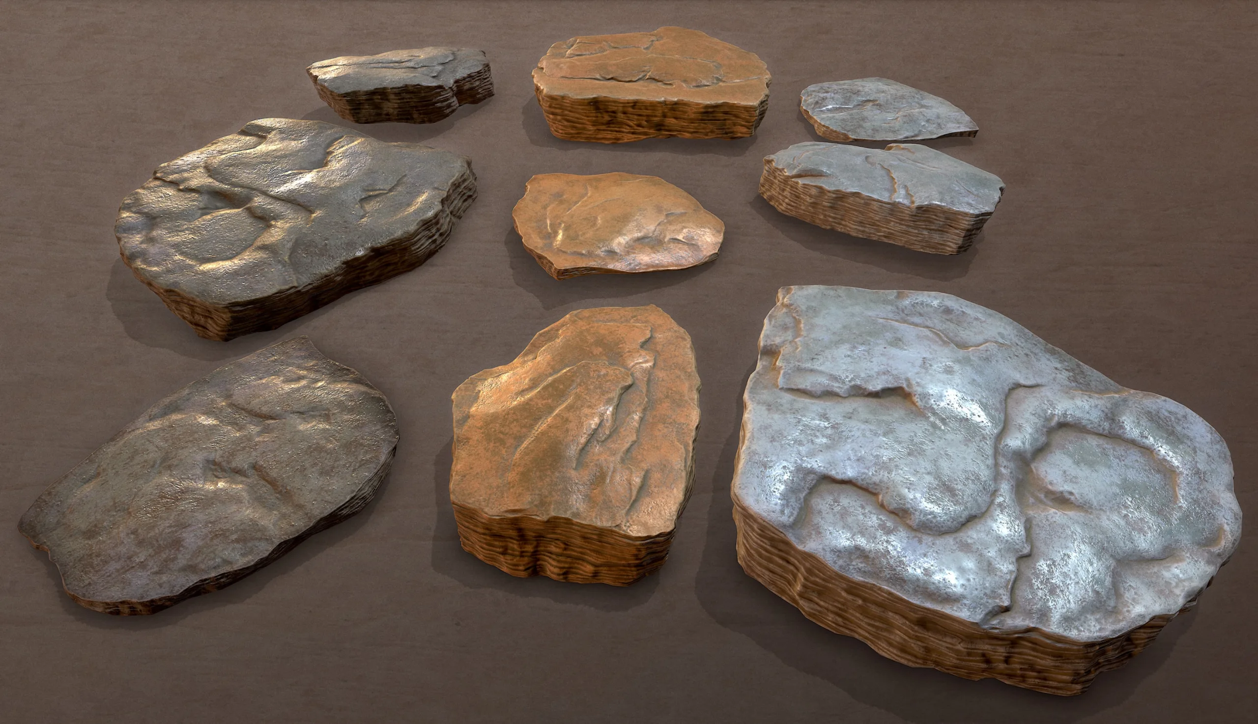 3D ROCK PLATES Game Ready - FlippedNormals