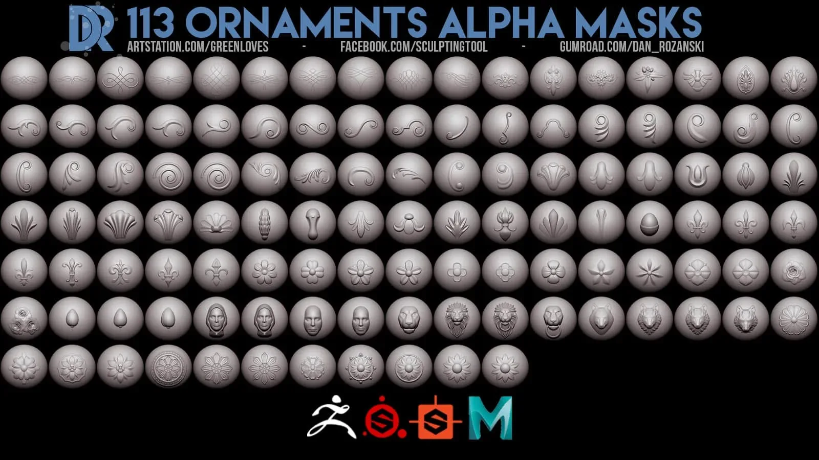 113 Ornaments Alpha Masks - FlippedNormals