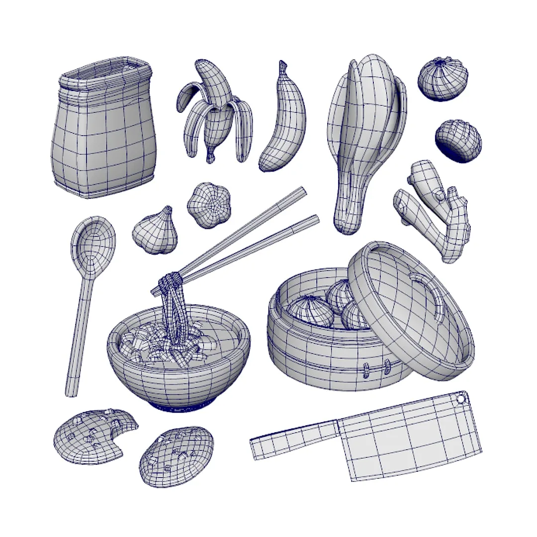 15+ Hand-painted 3D Kitchen Assets - FlippedNormals