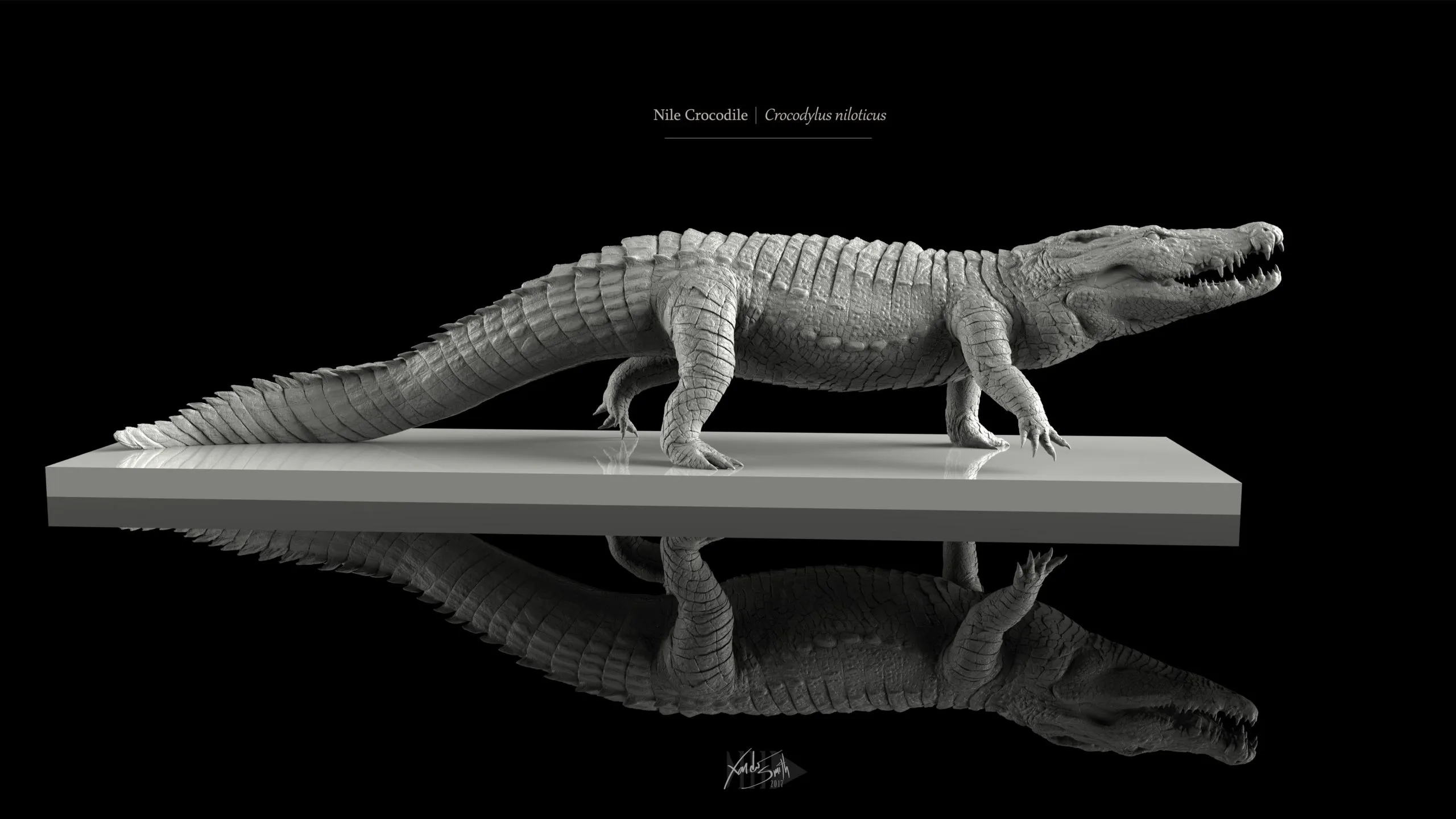 Nile Crocodile 3D Model - T-Pose - FlippedNormals