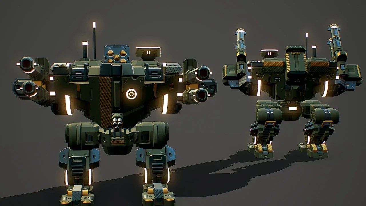 RTS SCI-FI Mech - Game Ready - FlippedNormals