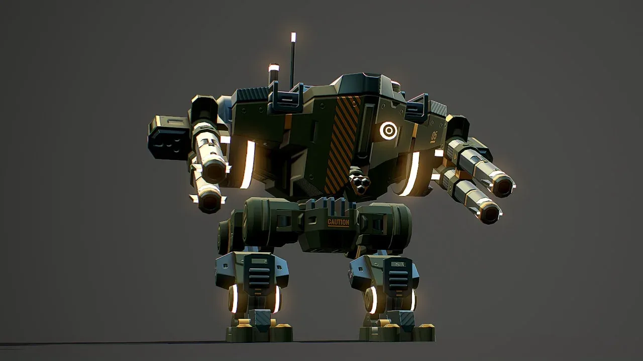 RTS SCI-FI Mech - Game Ready - FlippedNormals
