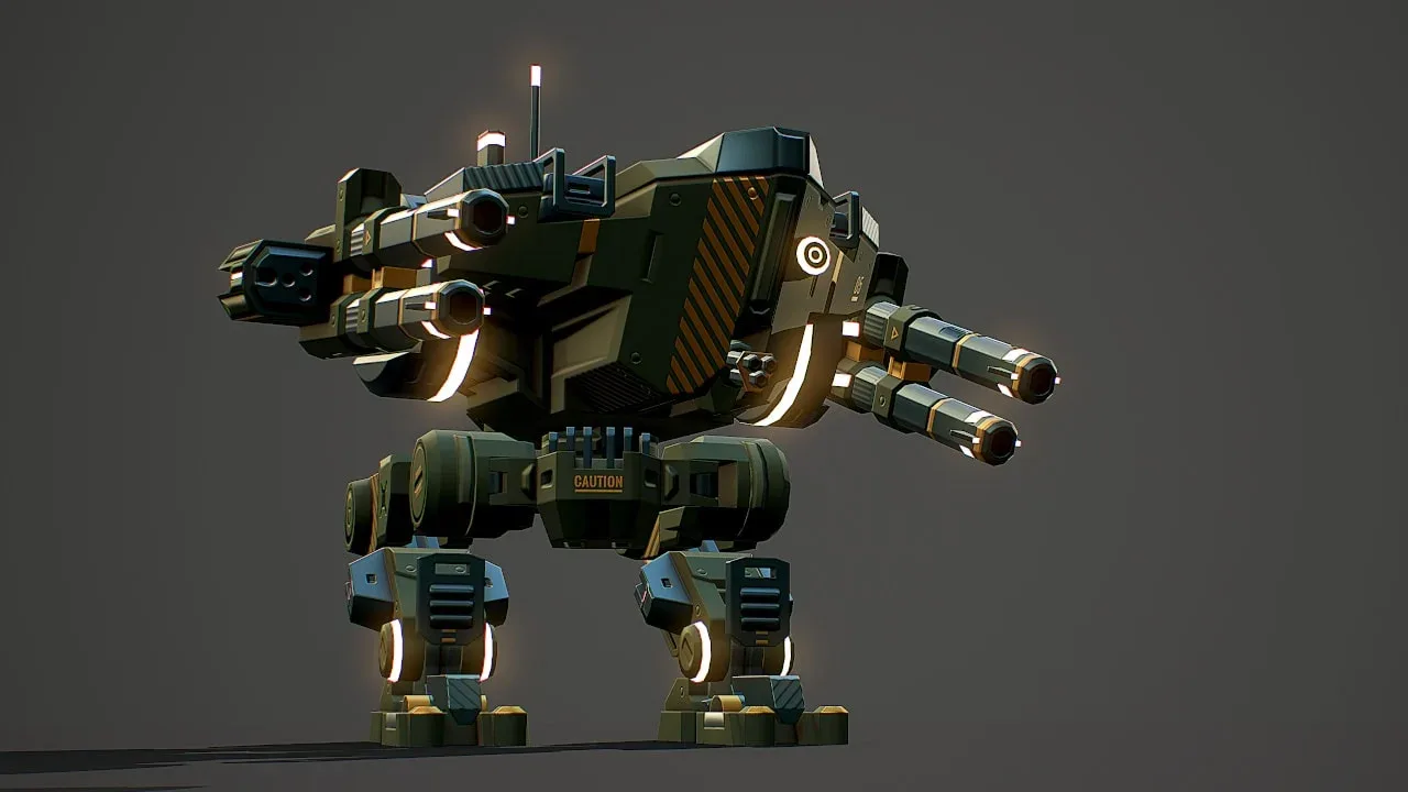 RTS SCI-FI Mech - Game Ready - FlippedNormals