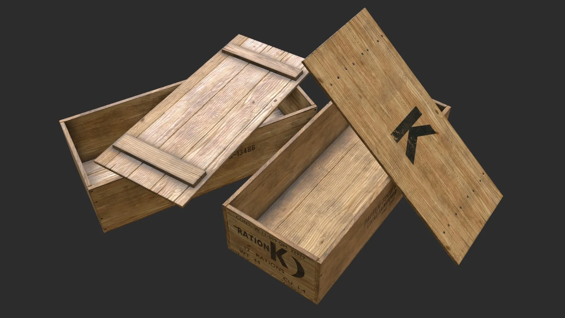 US K & C Rations Wooden Crate WWII - FlippedNormals