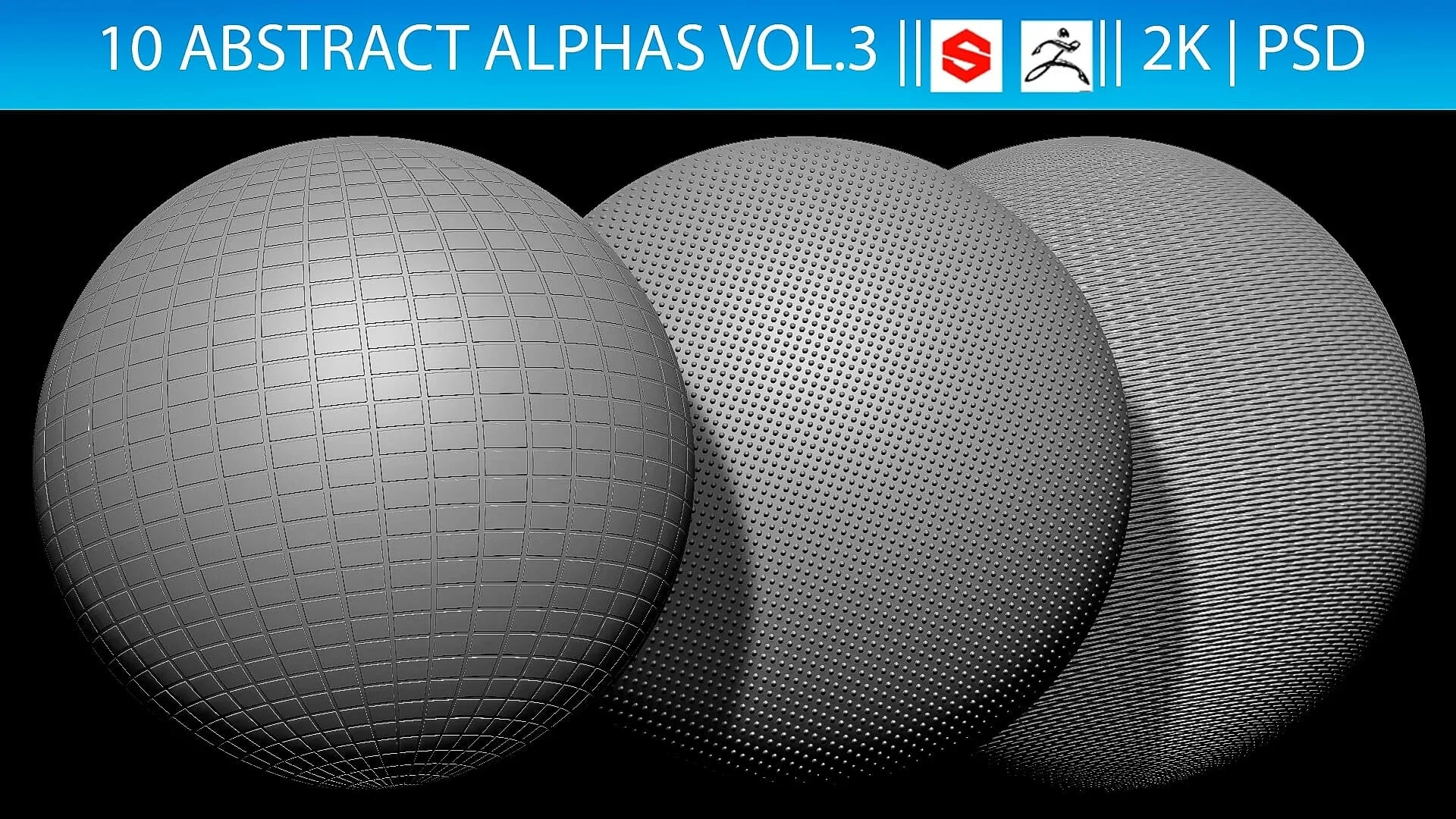 10 Abstract Alphas Vol.3 (ZBrush - FlippedNormals