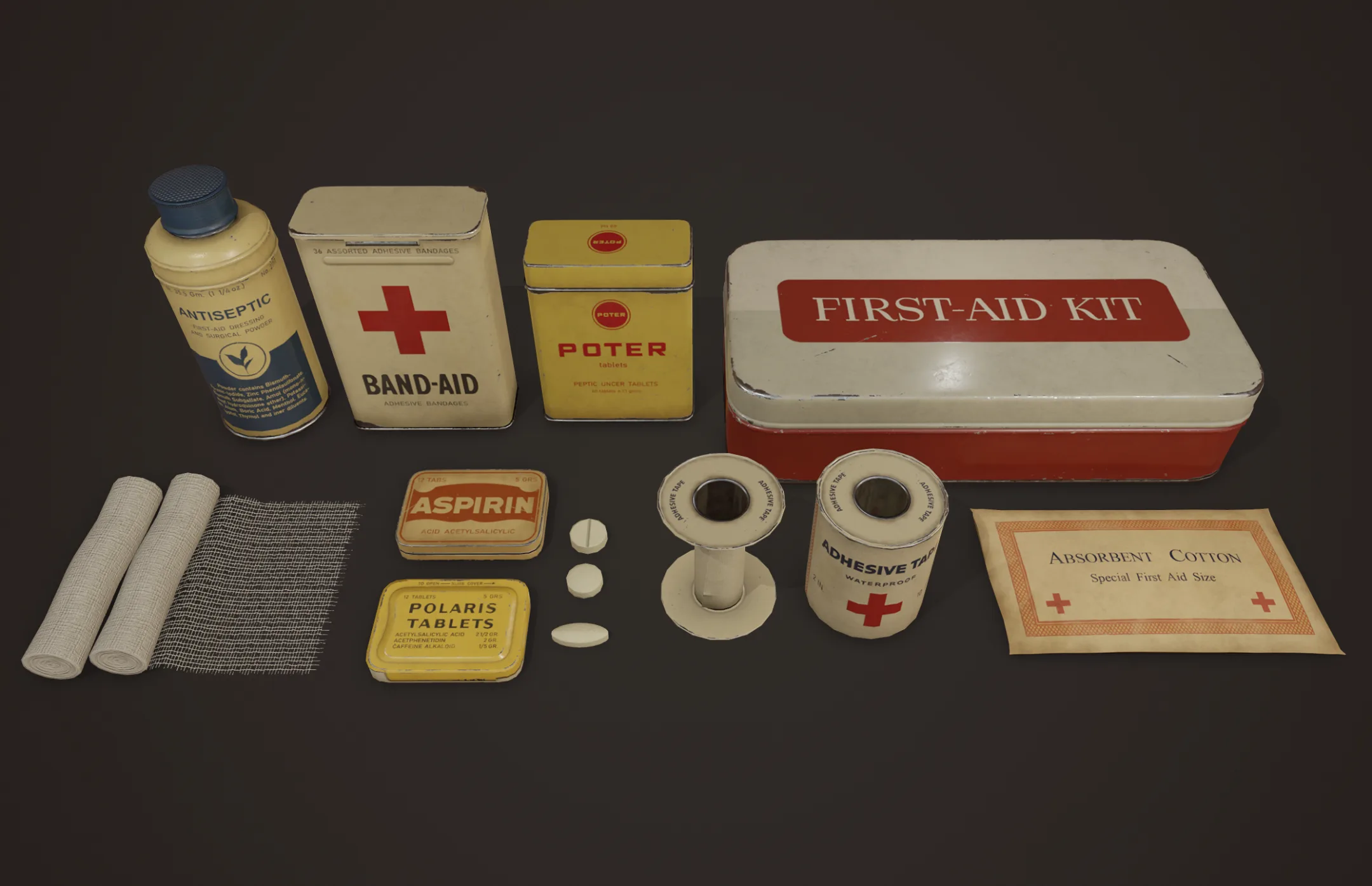 Vintage First Aid Kit - PBR Game - FlippedNormals