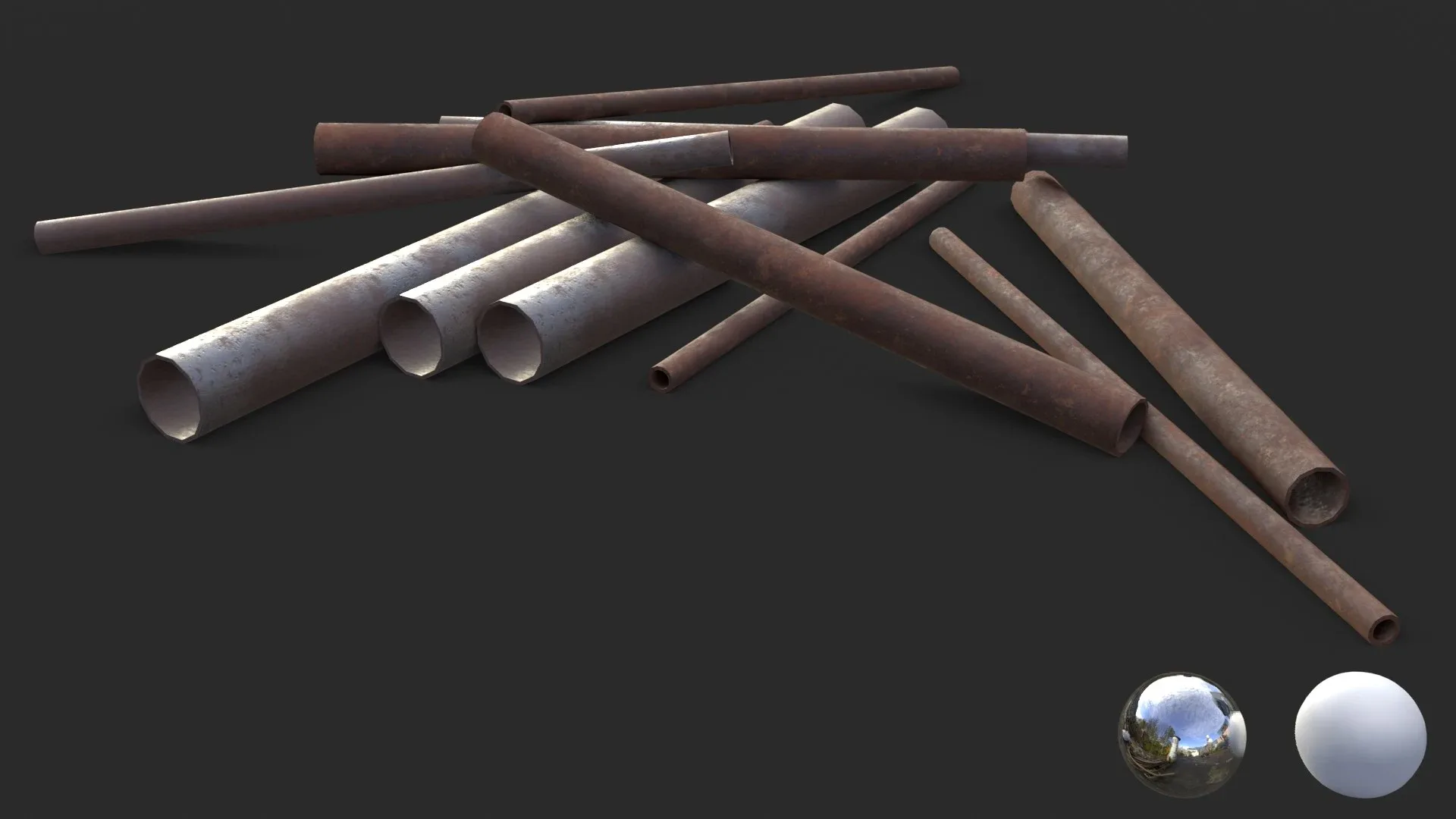 Steel Rusted Pipes - FlippedNormals