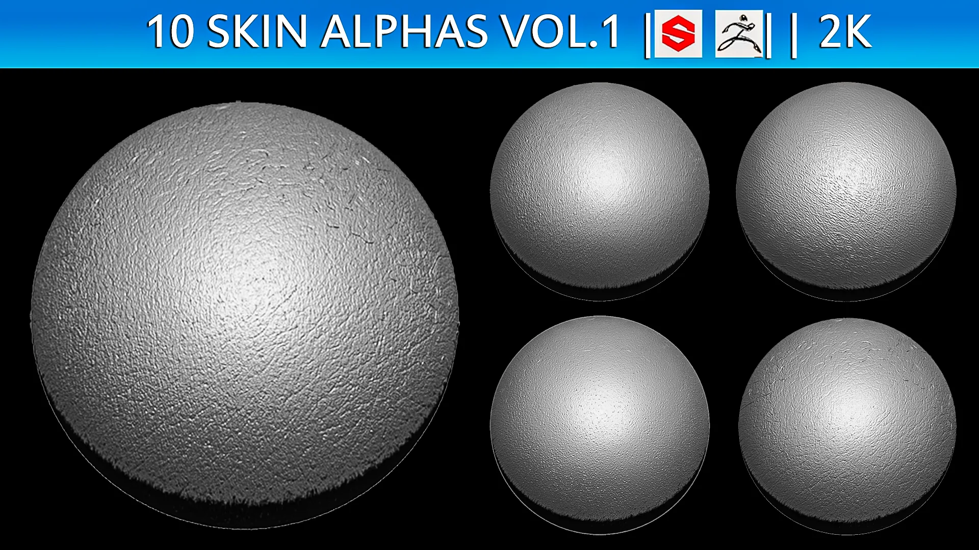 10 Skin Alphas (ZBrush, Substance - FlippedNormals