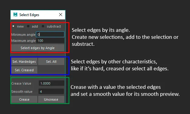 Select Edges by Angle & Crease - FlippedNormals