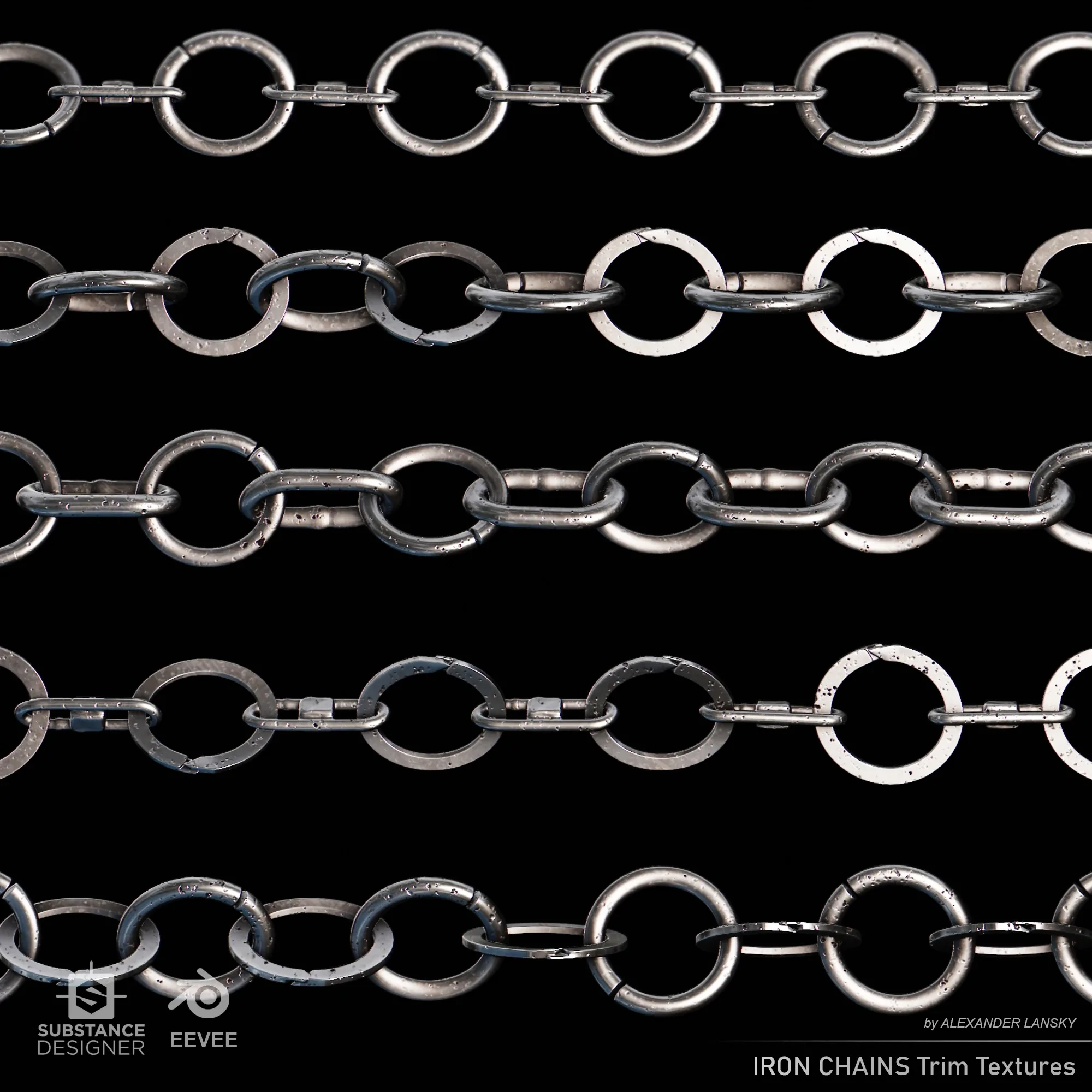Simple Iron Chains Trim Materials - FlippedNormals