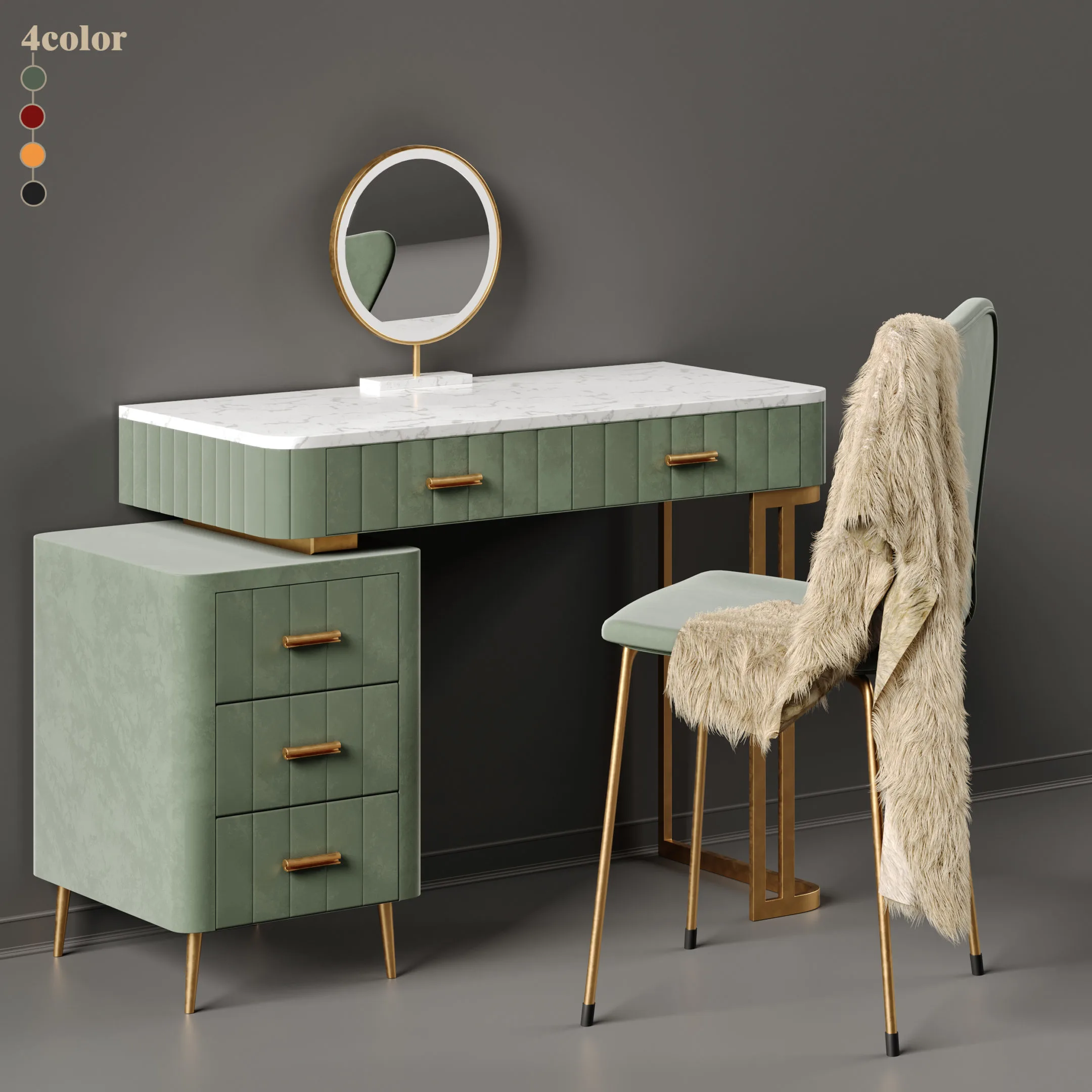 Multi Color Velvet Dressing Table - FlippedNormals