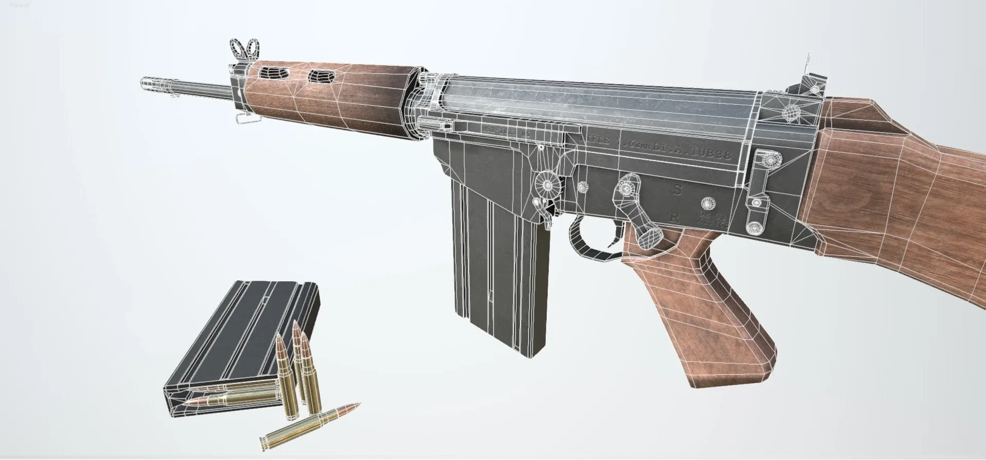 PBR FN FAL Rifle Wood - FlippedNormals