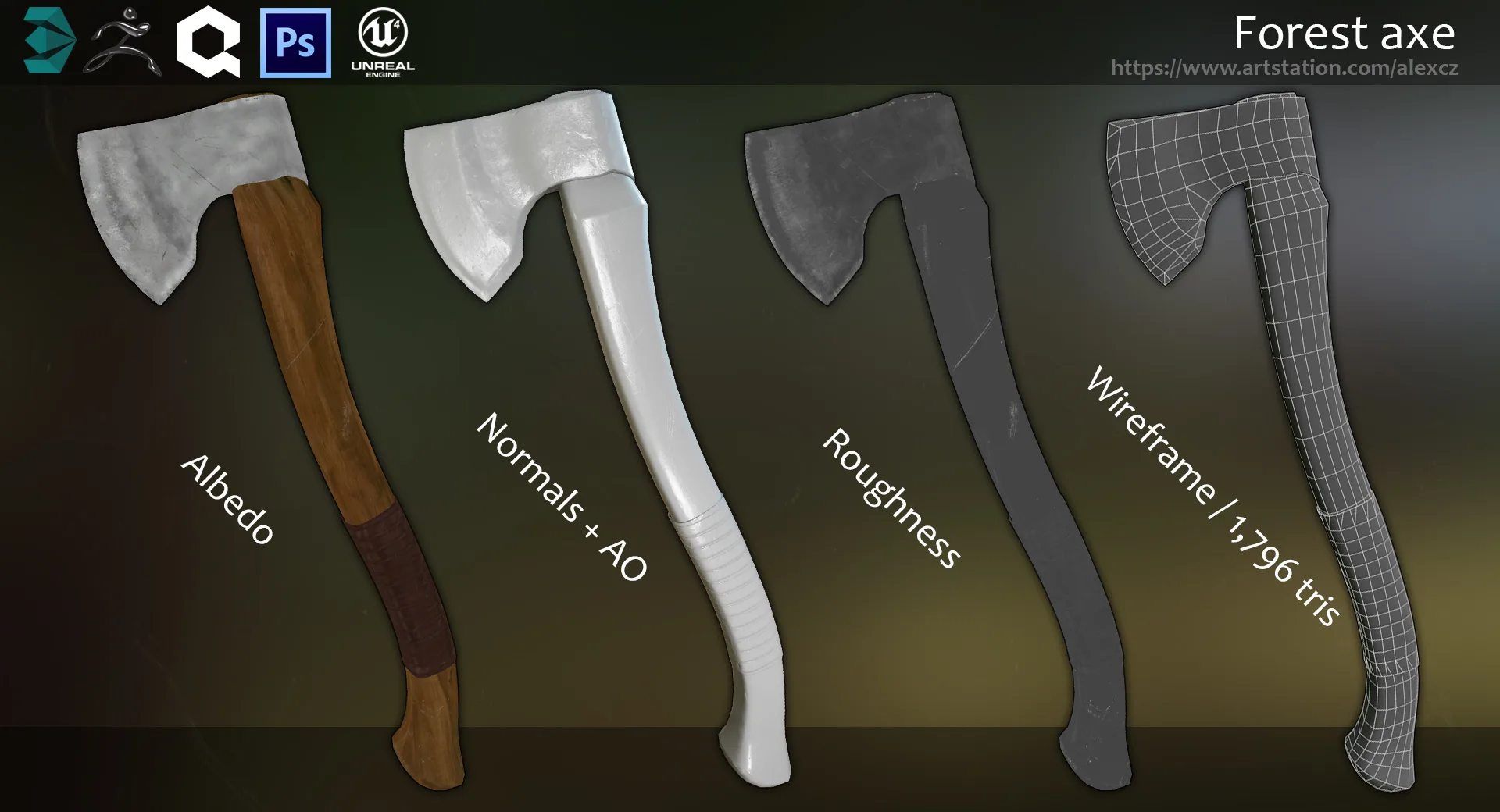 Game-ready Forest Axe - FlippedNormals