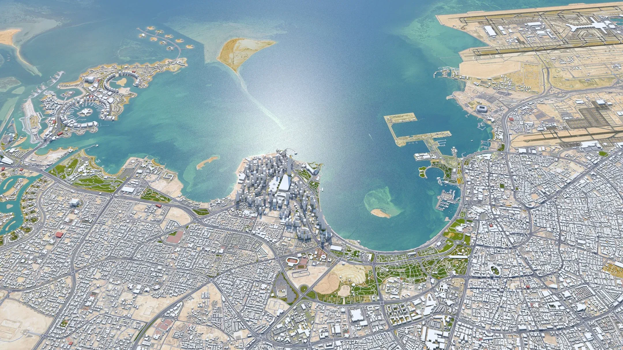 Doha City Qatar 3D Model 50km - FlippedNormals