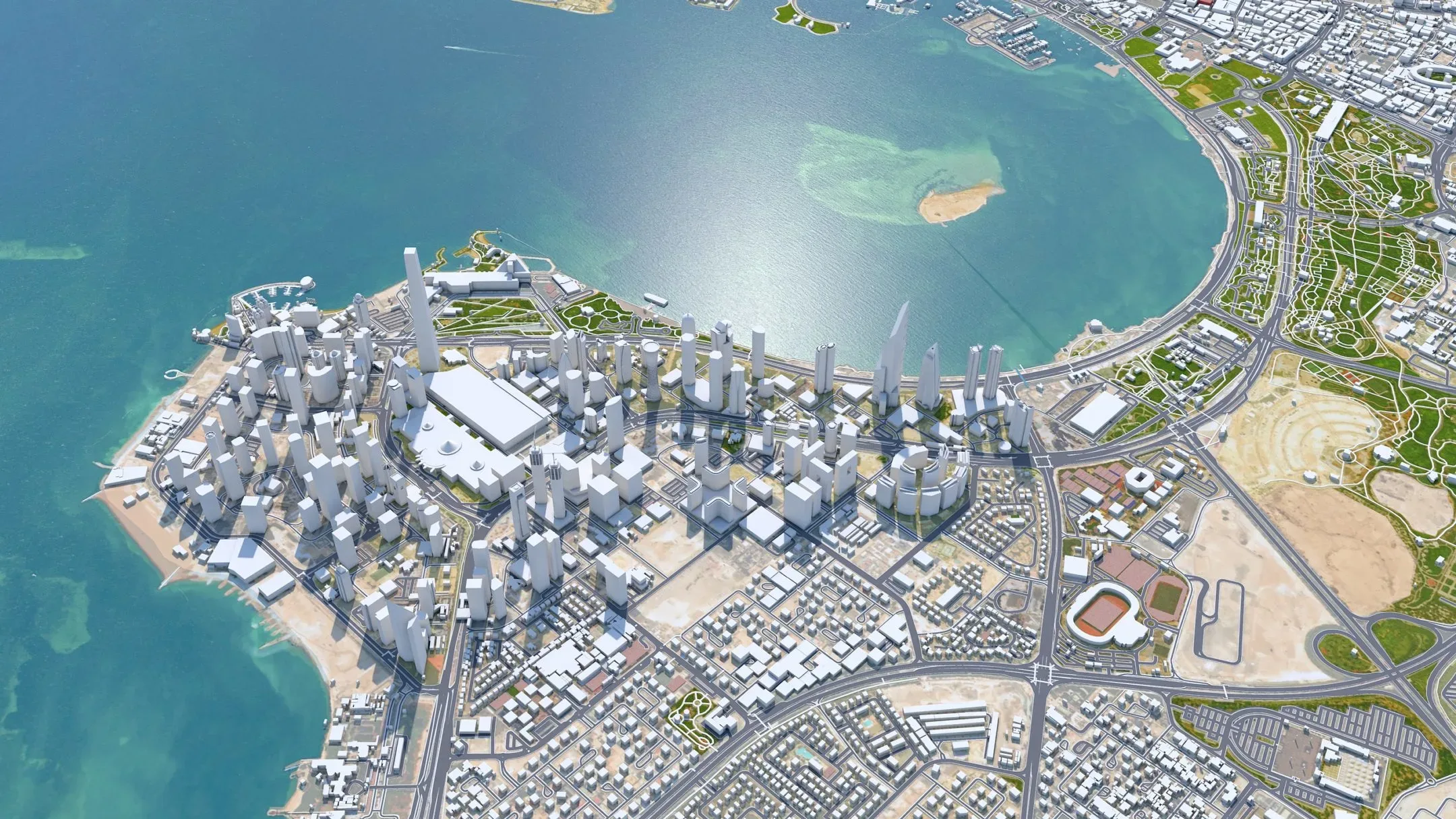 Doha City Qatar 3D Model 50km - FlippedNormals