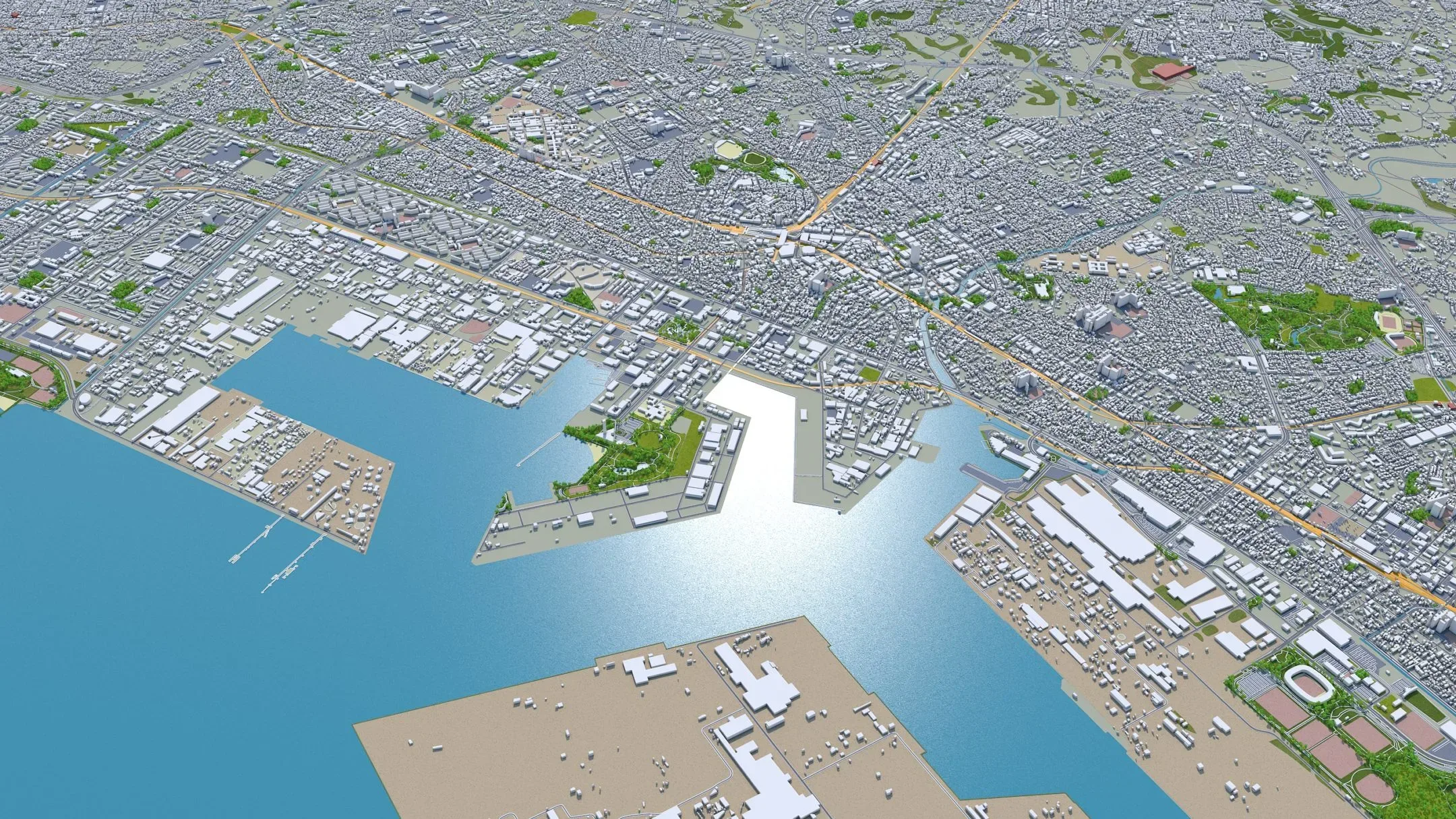 Chiba City Japan 3D Model 40km - FlippedNormals