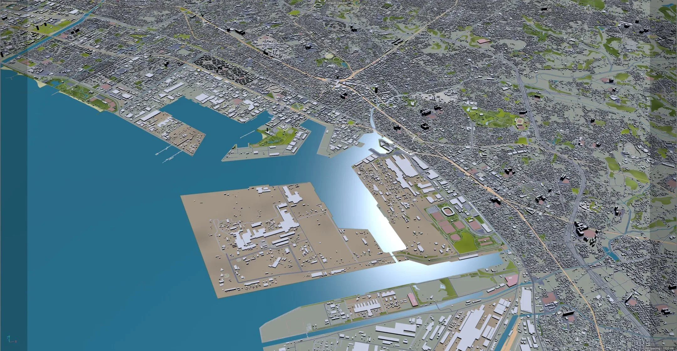 Chiba City Japan 3D Model 40km - FlippedNormals