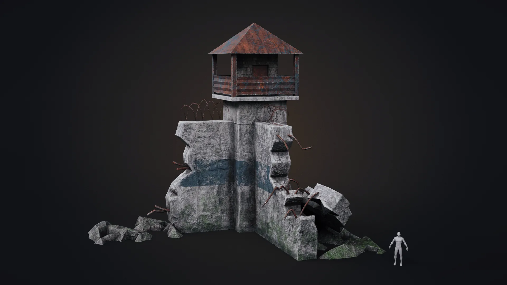 Prison Tower Low-Poly 3D Model - FlippedNormals