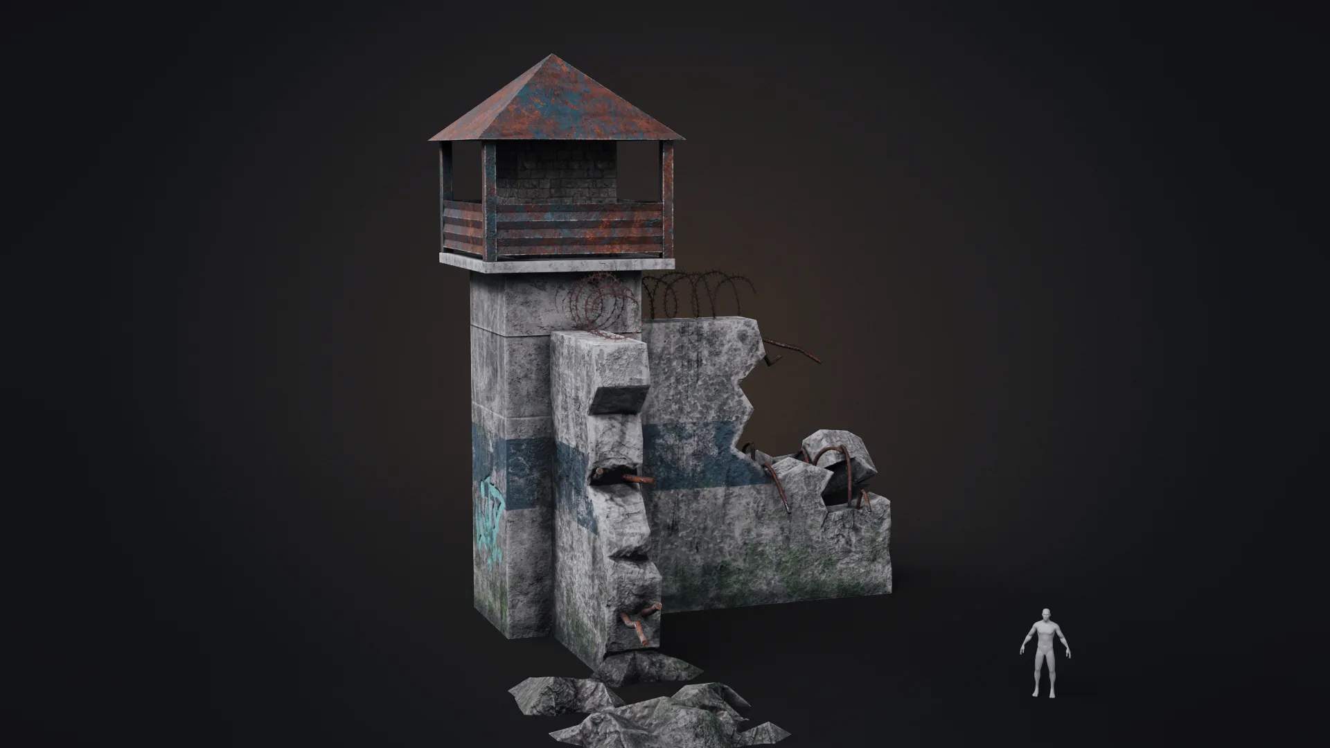 Prison Tower Low-Poly 3D Model - FlippedNormals