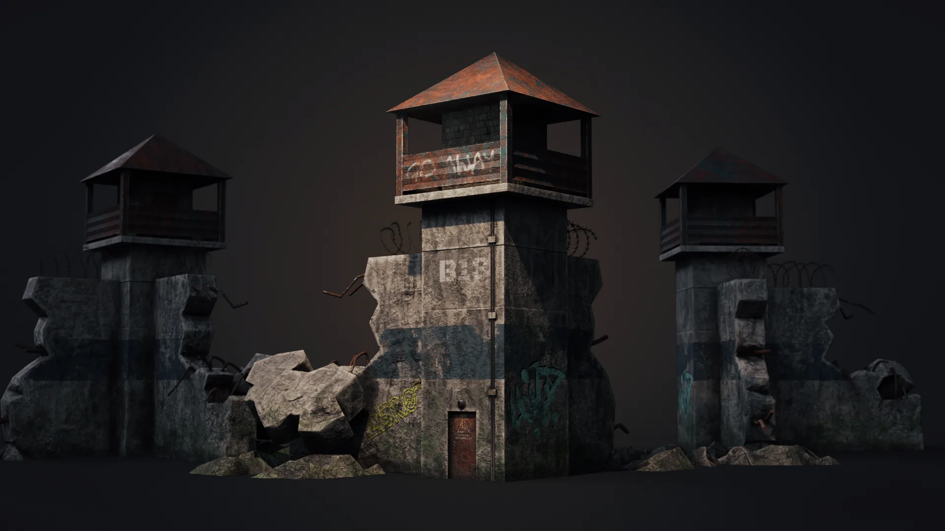 Prison Tower Low-Poly 3D Model - FlippedNormals