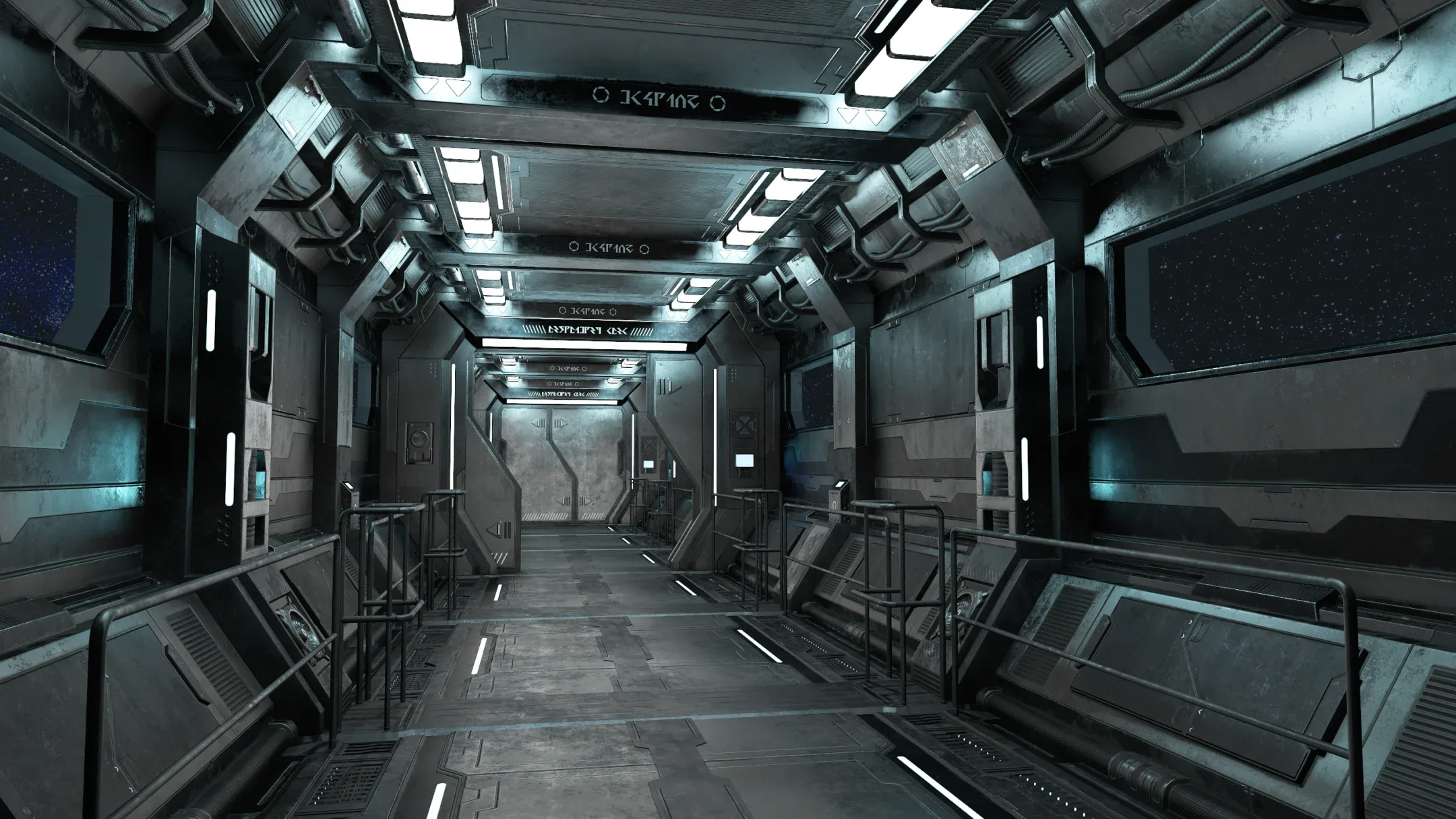 Sci-Fi Modular Corridor with Door - FlippedNormals