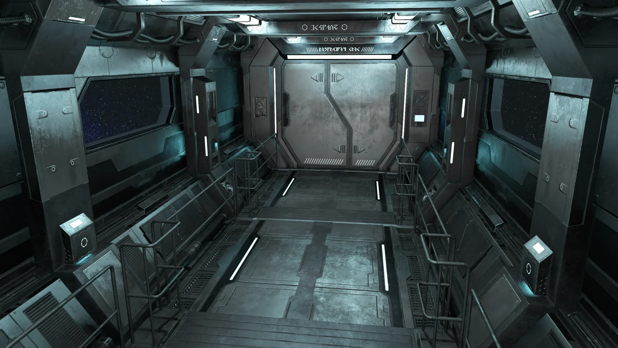 Sci-Fi Modular Corridor with Door - FlippedNormals