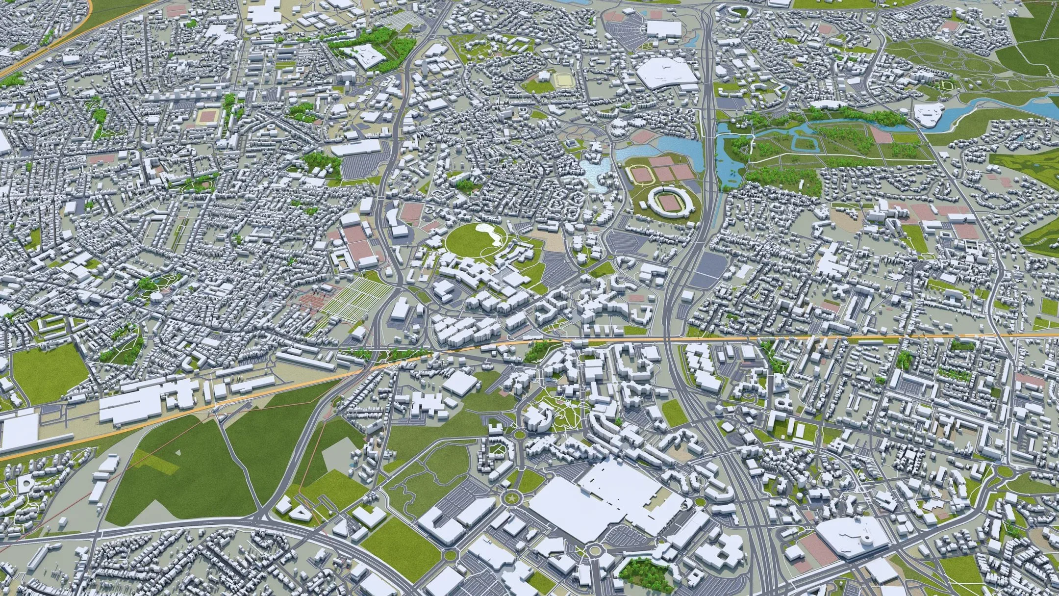 Lille City France 3D Model 70KM - FlippedNormals