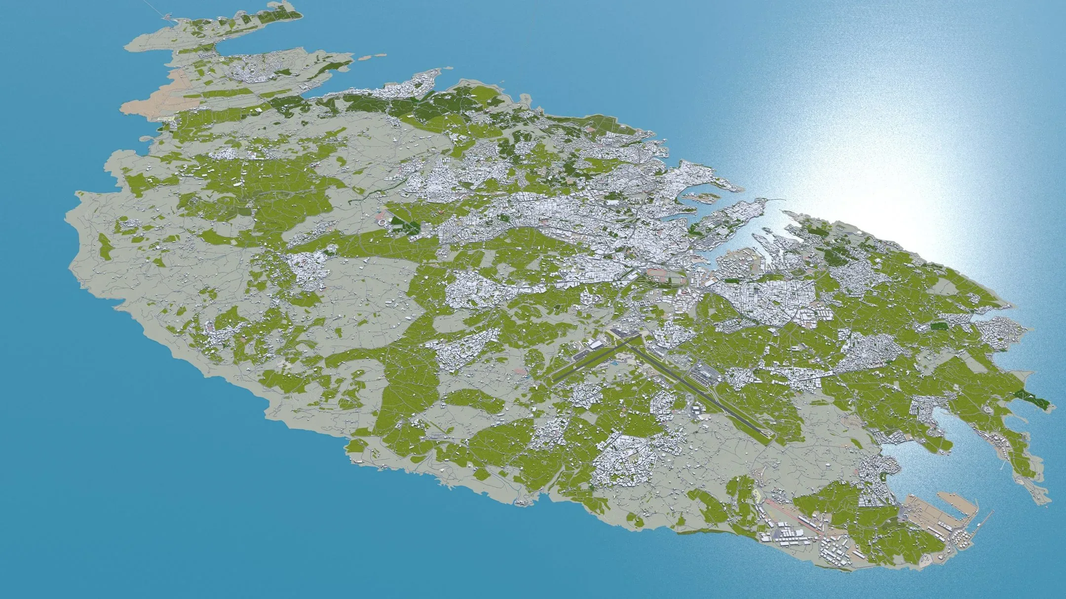 Malta City Country 3D Model 50KM - FlippedNormals