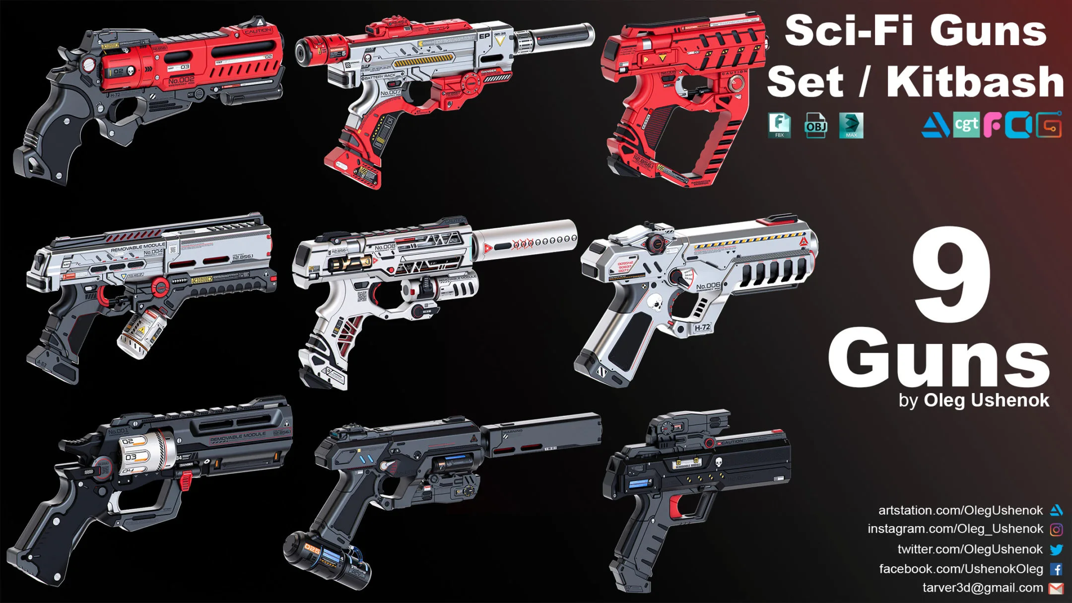 Sci-Fi Guns Set Kitbash - FlippedNormals