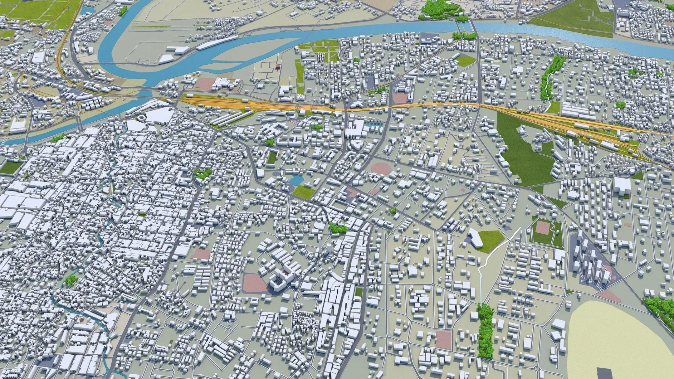 Pune City India 3D Model 50KM - FlippedNormals