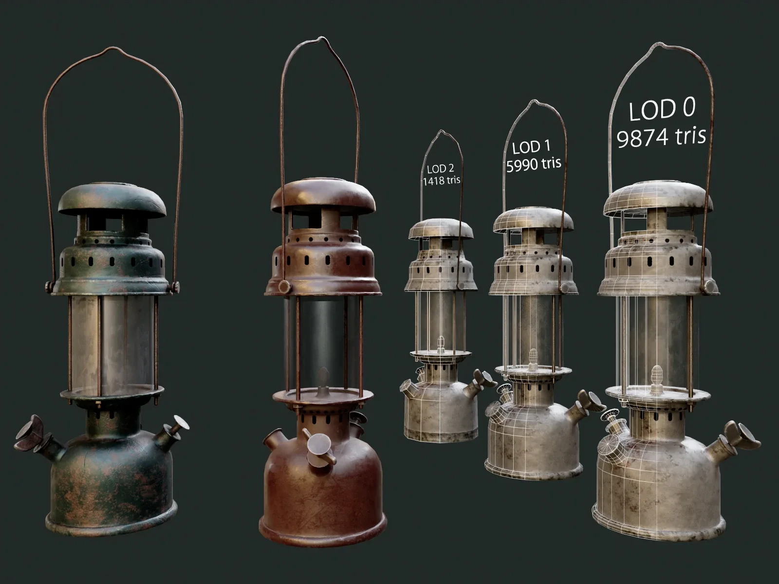 Gas Lamp with 3 Textures and 3 - FlippedNormals