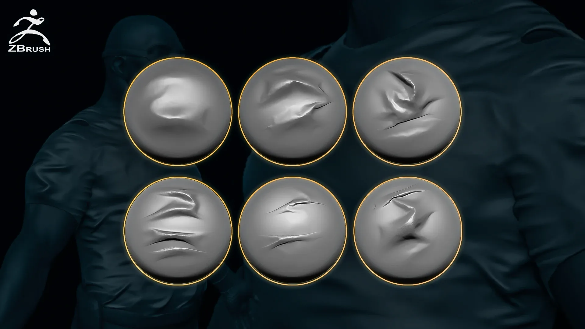 25 Folds Brushes for ZBrush + Alphas - FlippedNormals