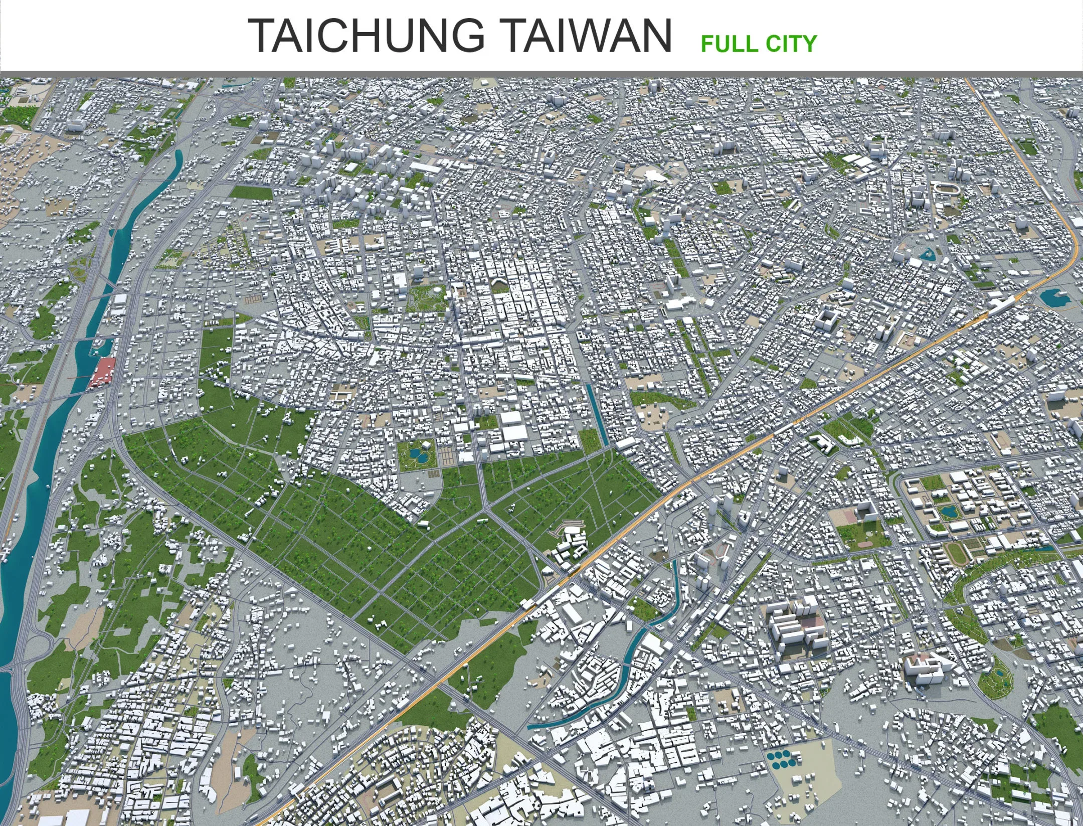 Taichung City Taiwan 3D Model 120km - FlippedNormals