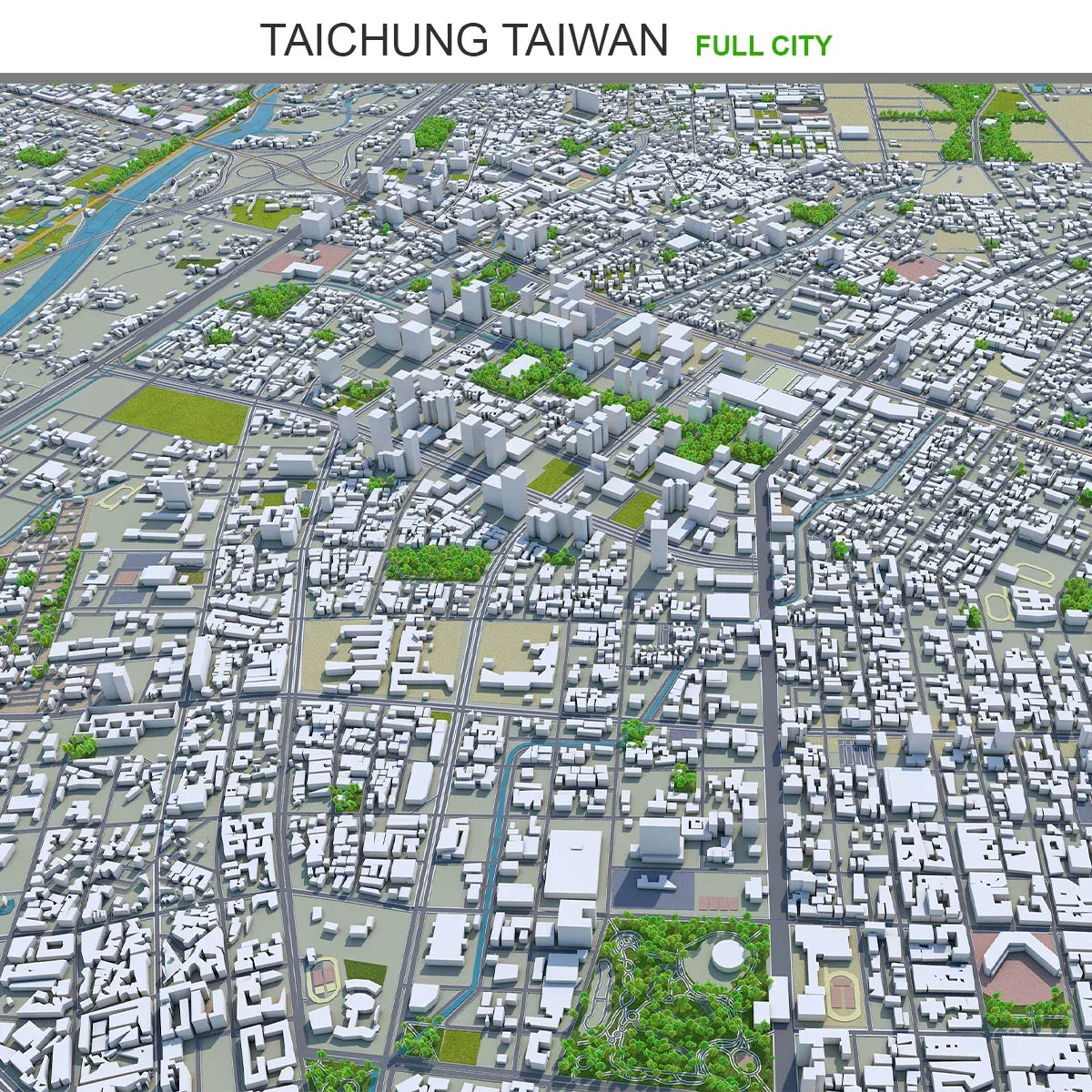 Taichung City Taiwan 3D Model 120km - FlippedNormals