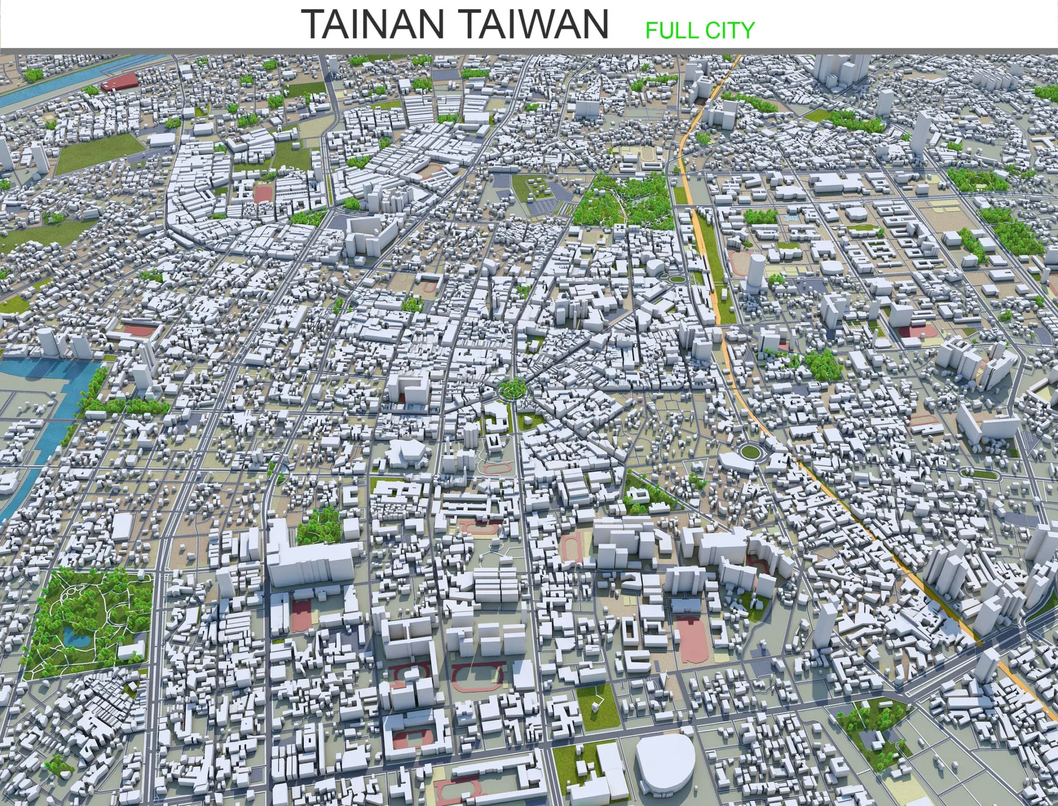 Tainan City Taiwan 3D Model 50km - FlippedNormals