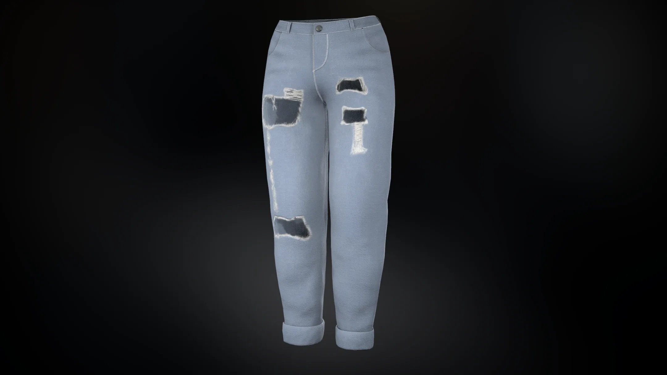 Blue Ripped Jeans Women - FlippedNormals