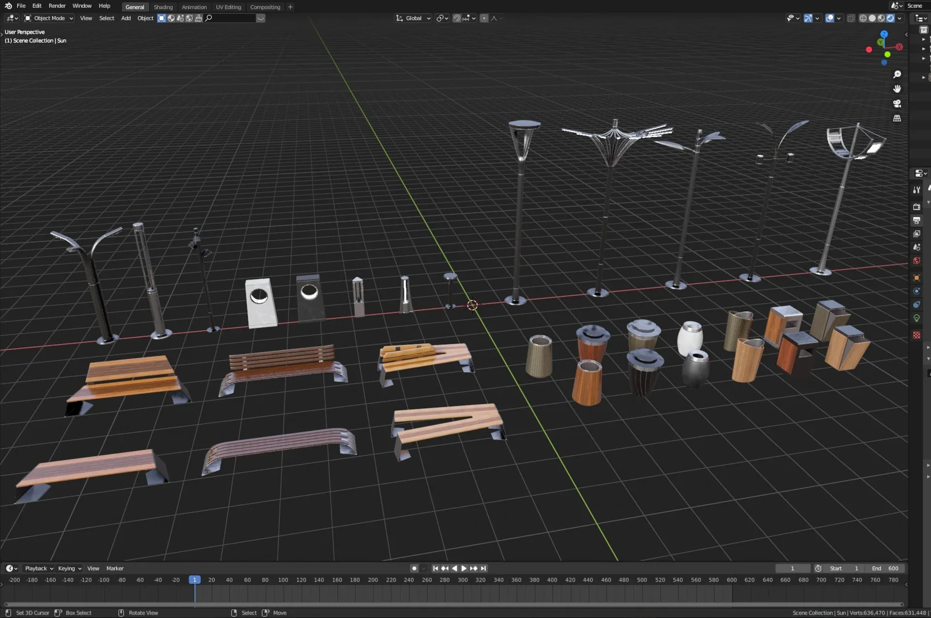 Modern Street Objects 3D Asset - FlippedNormals
